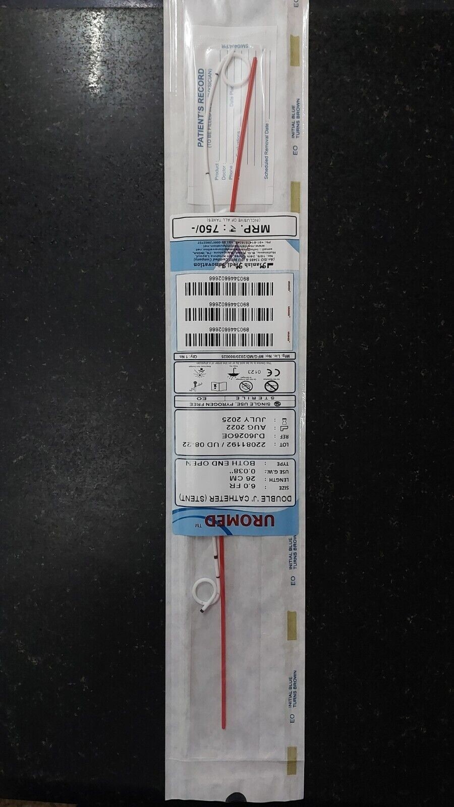 Double J Stent with Pusher Urology Size 4FR 5FR 6Fr Length 26cm 30 pc ...