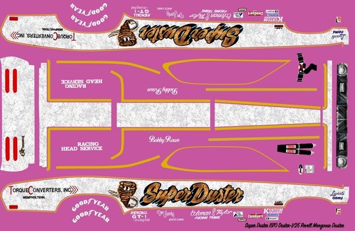 1/25 SUPER DUSTER 1970 DUSTER FUNNY CAR DECAL/REVELL/MPC/POLAR LIGHTS ...