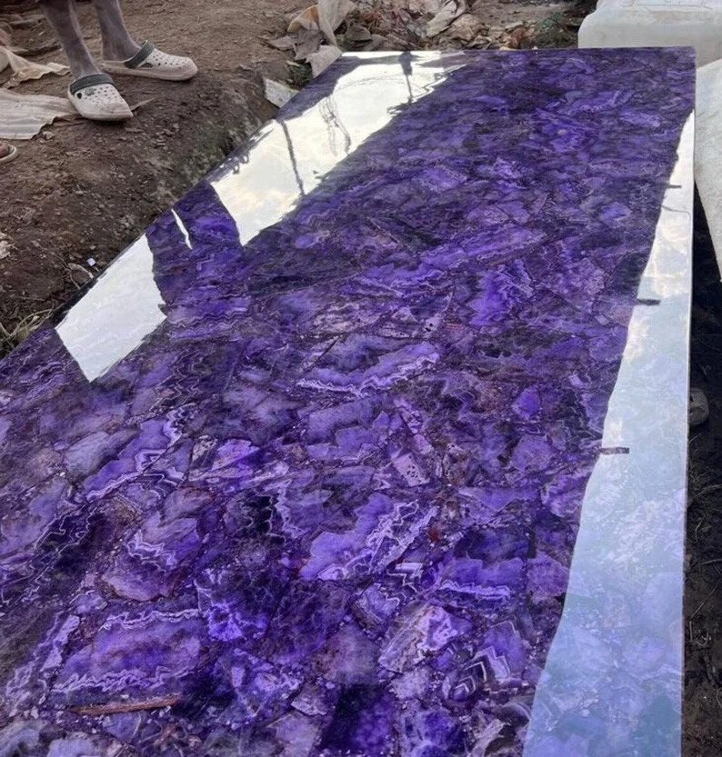 Amethyst Gemstone Dining Table Tops, Handmade Furniture, Amethyst Stone ...