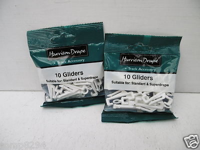 2 X PACKS OF 10 HARRISON DRAPE & SUPER DRAPE CURTAIN TRACK GLIDERS ...