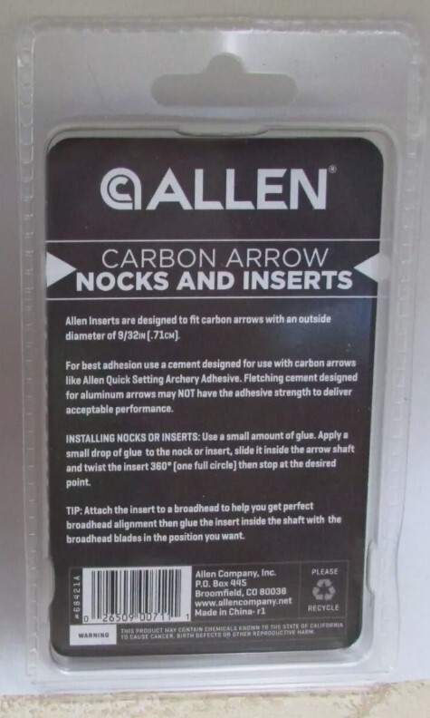 3 Packs ALLEN Carbon Arrow Nocks & Inserts For 9/32" Arrows 36Pcs, Bow ...