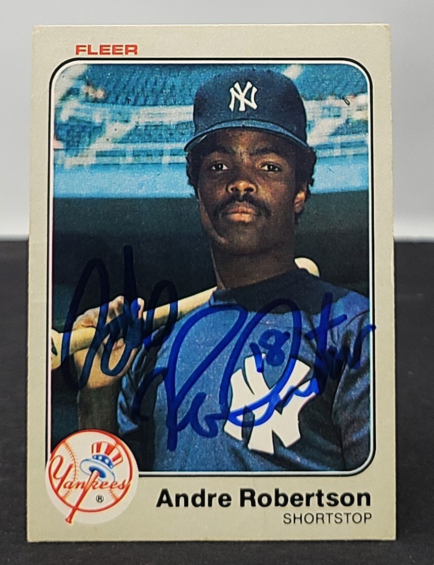ANDRE ROBERTSON Signed Autograph 1983 Fleer Baseball Card #396 New York ...