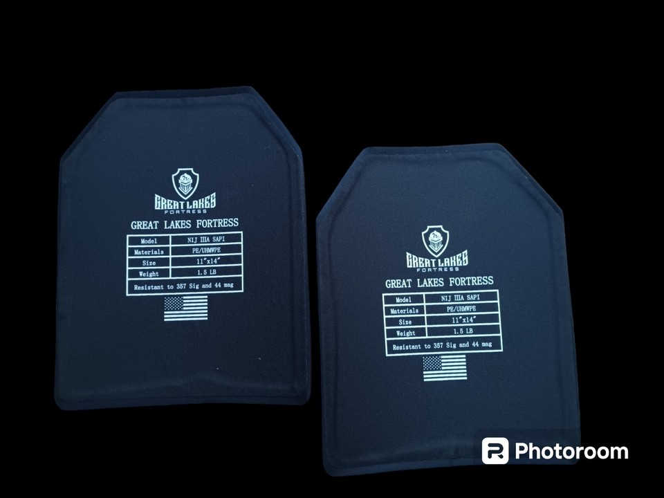 Body Armor Bullet Proof Plates UHMWPE Level IIIA 3A Curved 11x14 PAIR ...