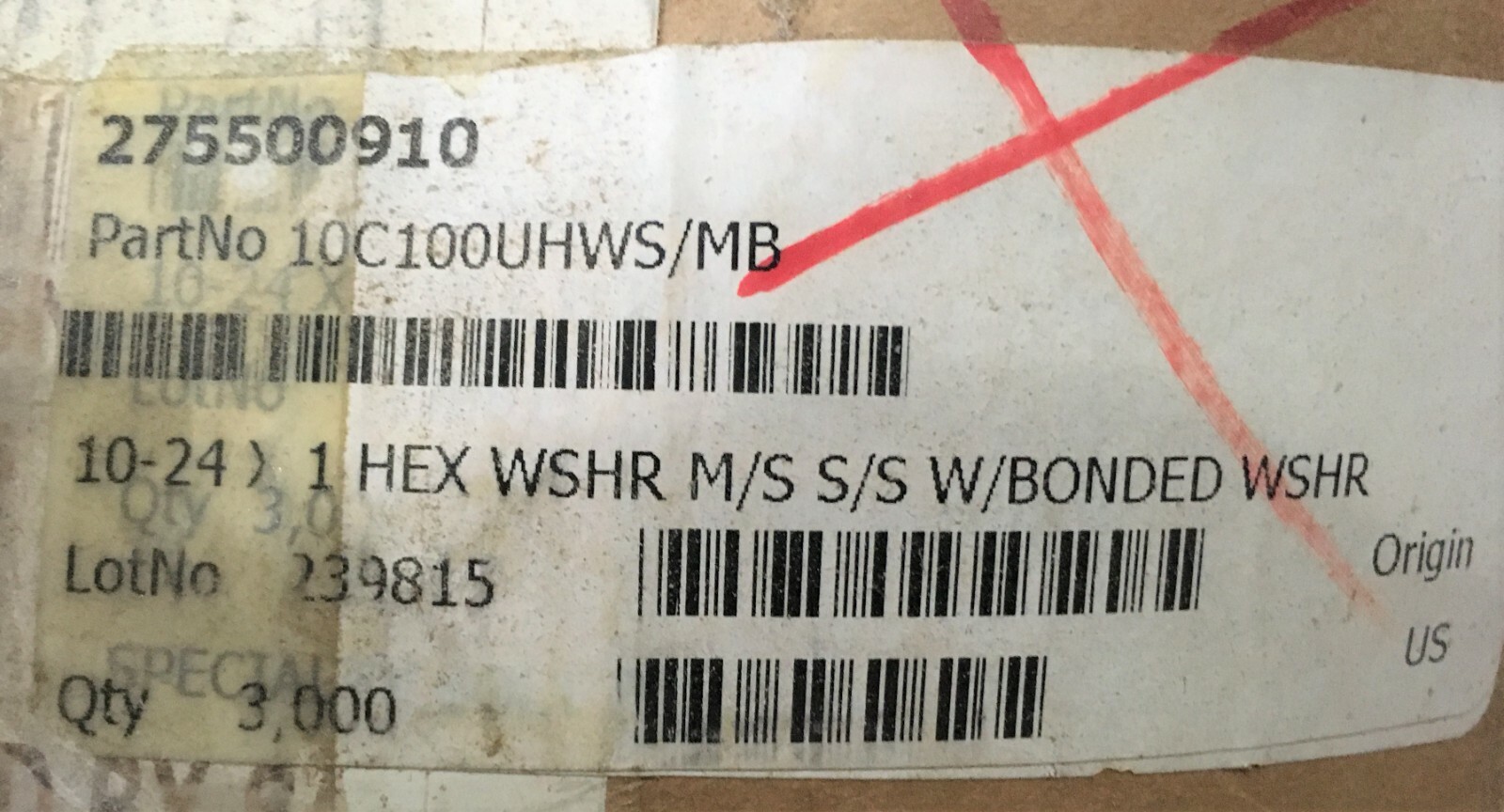 Sea-Doo 275500910 10-24 x 1 Hex WSHR M/S S/S W/BONDED WSHR (Bag of 100 ...