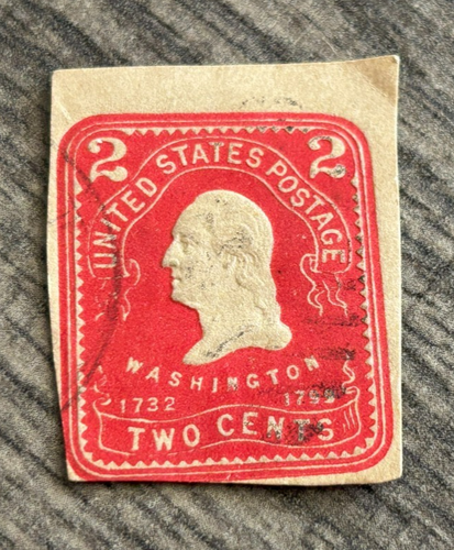 Red Carmine 2 cents U.S Embossed Stamp 1732-1799 George Washington #80 ...