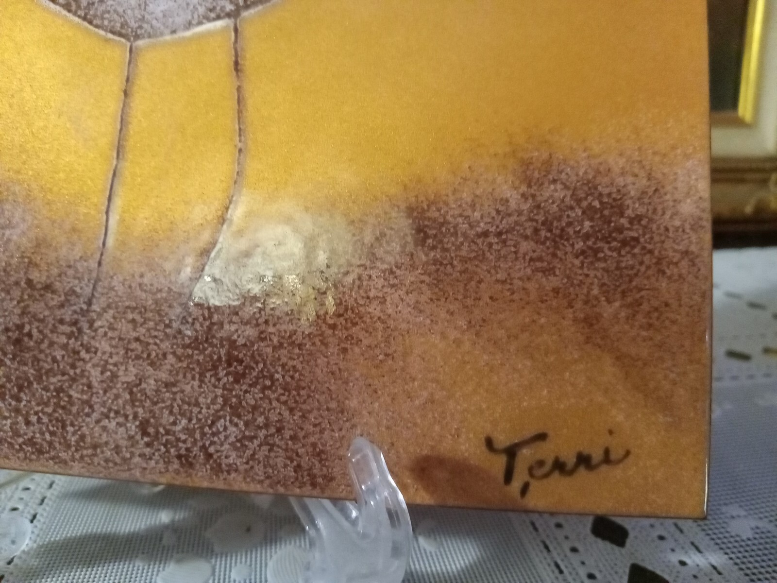 Vintage Terri Ouellette Enamel On Copper Panel Sandpiper Bird Art ...