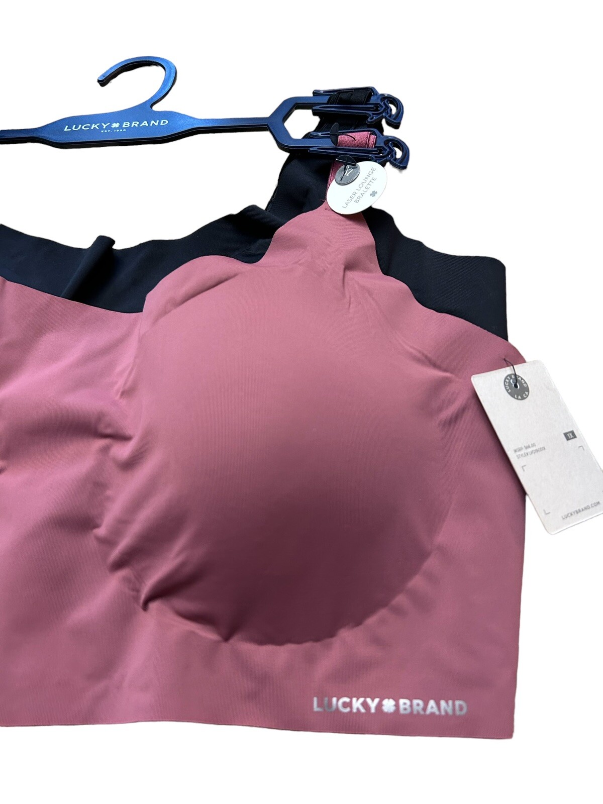 Lucky Brand~2 Pack Seamless Laser Cut Bras Black /Mauve~LV19052X~PLUS ...