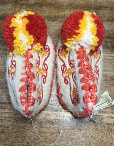 Minas Traditional Greek Woollen Leather Wool Pom Pom Slippers No. 16 UK ...