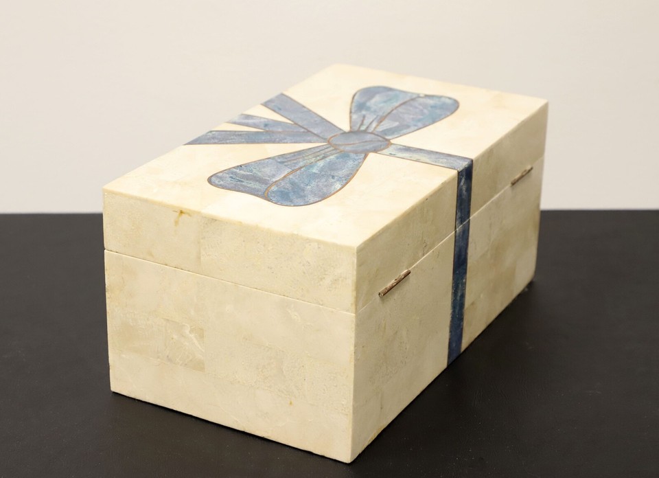 Tessellated Marble Blue Bow Trinket Box | eBay