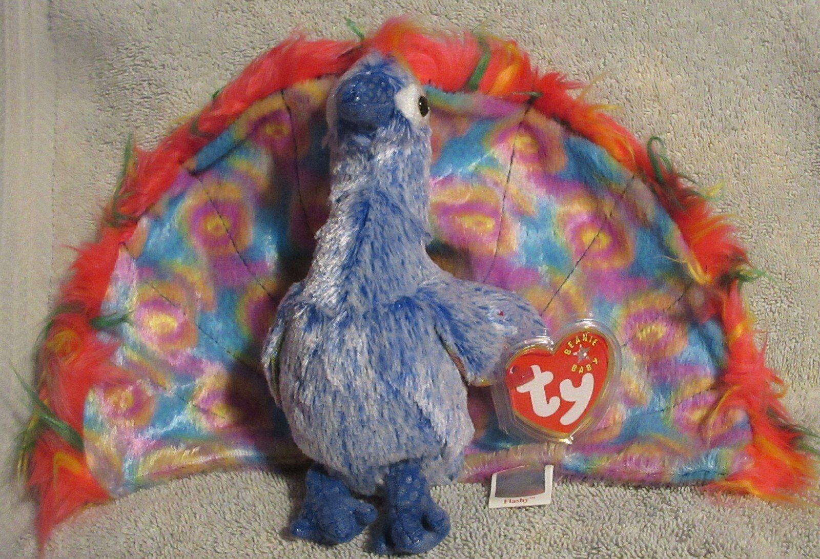Ty Beanie Baby Flashy the Peacock DOB December 30, 2000 MWMT Free ...