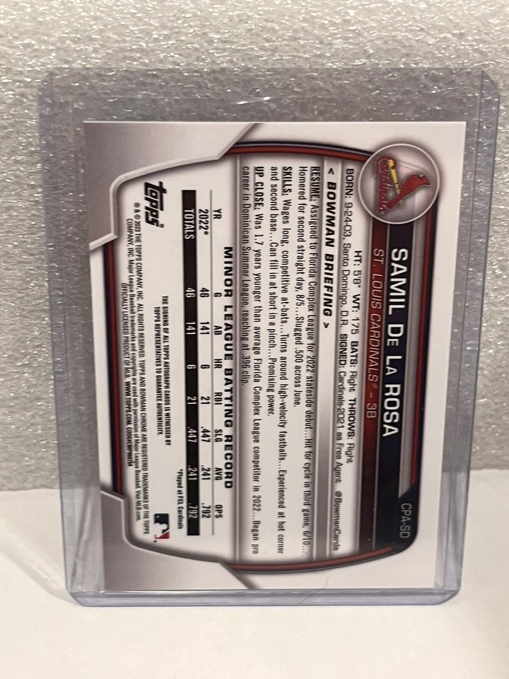 2023 Bowman Chrome Auto 1st Bowman Samil De La Rosa St. Louis Cardinals | eBay