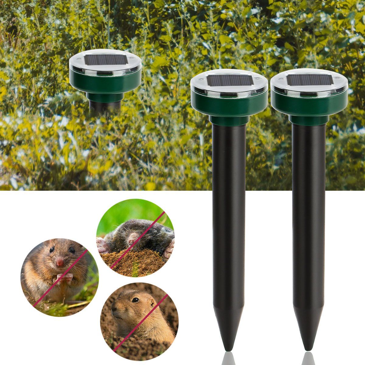 4x Ultrasonic Solar Powered Scarer Rat Repeller Cat Deterrent Fox Pest ...