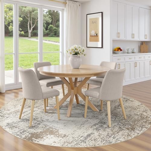 5ft Round Area Rug - 5X5 Abstract Washable Large Soft Foldable Non Slip ...