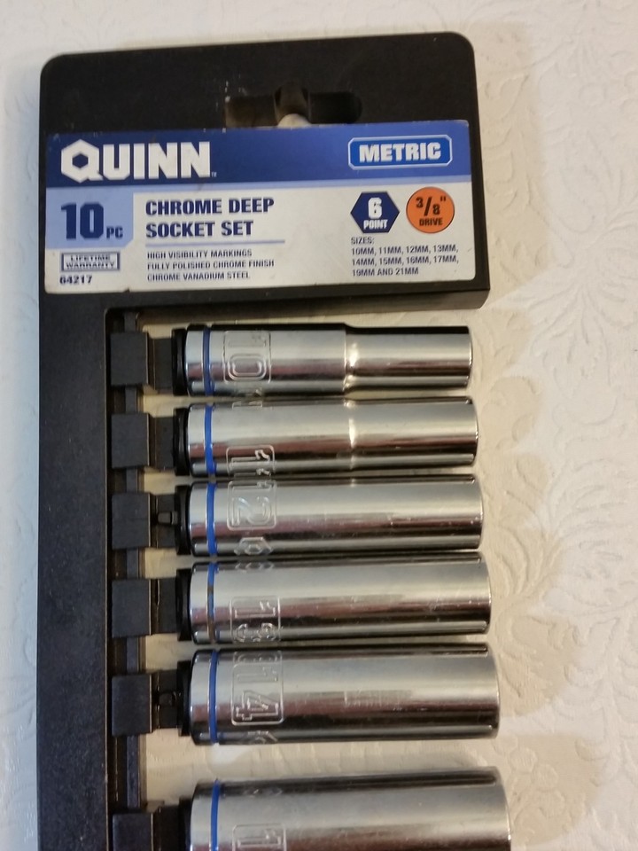 QUINN 3/8 in. Drive Metric Chrome Deep Socket Set, 10-Piece # 64217 | eBay