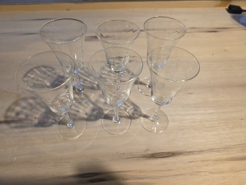 Vintage Set Of 6 Laurel Wreath Etched Fluted Cordial Glasses | eBay