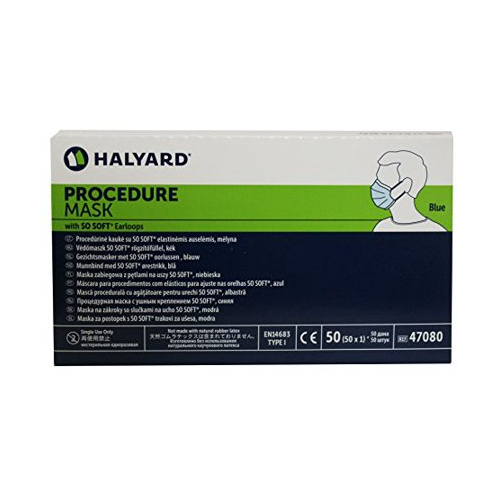 Halyard Health 47080 Tecnol Earloop Procedure Face Masks Blue Latex ...
