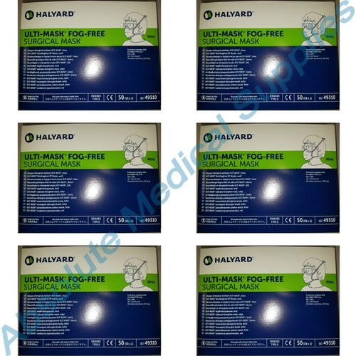 *300-Pieces* Halyard Ulti-Mask Fog-Free Surgical Face Masks White 49310 ...