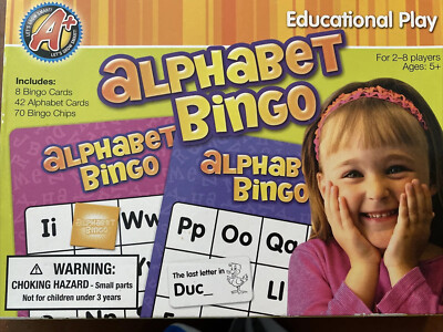 NEW Alphabet Bingo Educational Play 8 Bingo Cards 42 Cards 70 Bingo ...