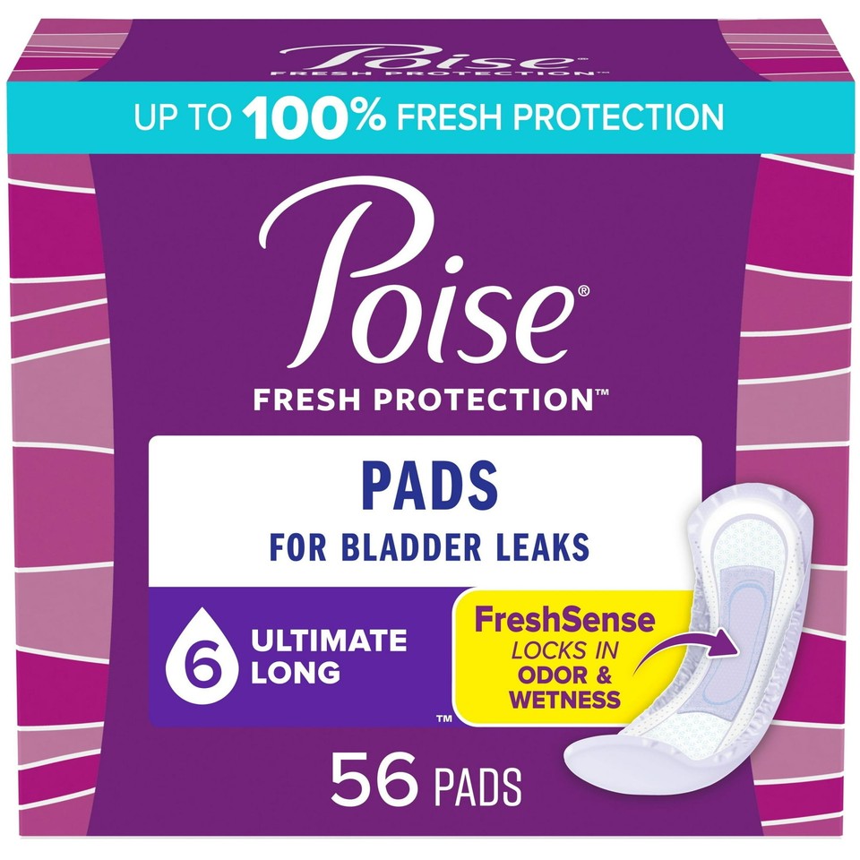 Poise Fresh Protection Incontinence Pads for Women, Ultimate, Regular ...