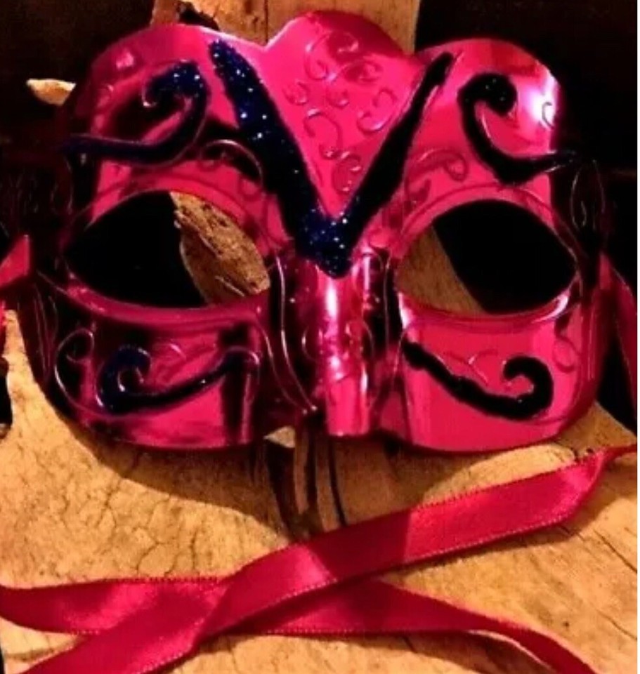 Venetian Masks Embossed Mirror Metallic w/Gems, Ribbons Appliqué ...