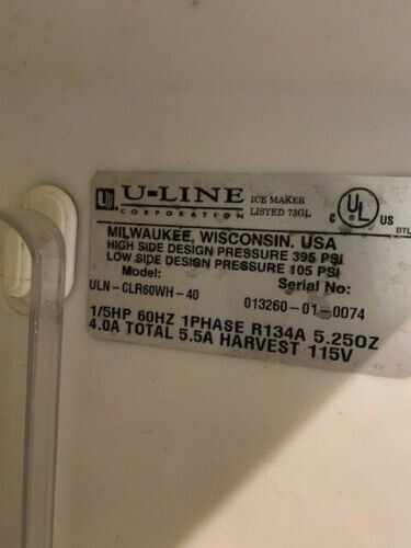 U-LINE ICE MACHINE ICE MACHINE MODEL ULN-CLR60WH-40 USED FOR PARTS ...
