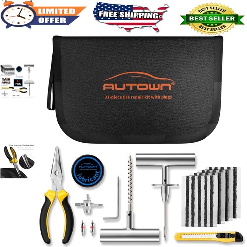 Professional Tire Repair Kit with 31 Pieces - Ultimate Plug Set for All ...