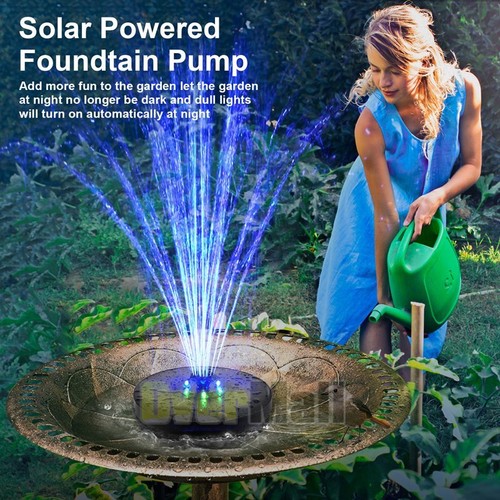 LED Solar Powered Water Fountain Pump 6 LED Bird Bath Floating Garden ...