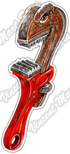 Angry Pipe Wrench Plumbing Plumber Tool Car Bumper Vinyl Sticker Decal ...