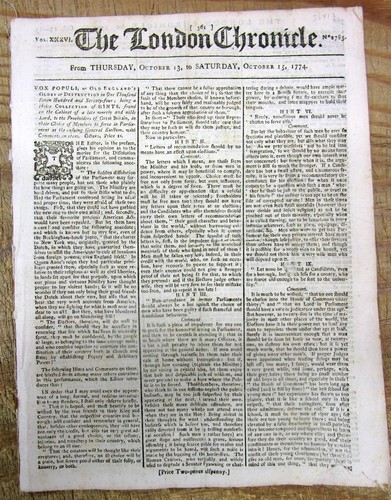 1774 Revolutionary War newspaper w HUGH PERCY British officer BOSTON ...