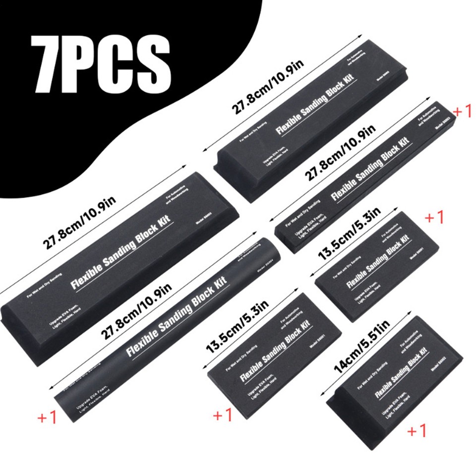 7PCS Flexible EVA Foam Wet Or Dry Autobody Sanding Blocks Kit For ...