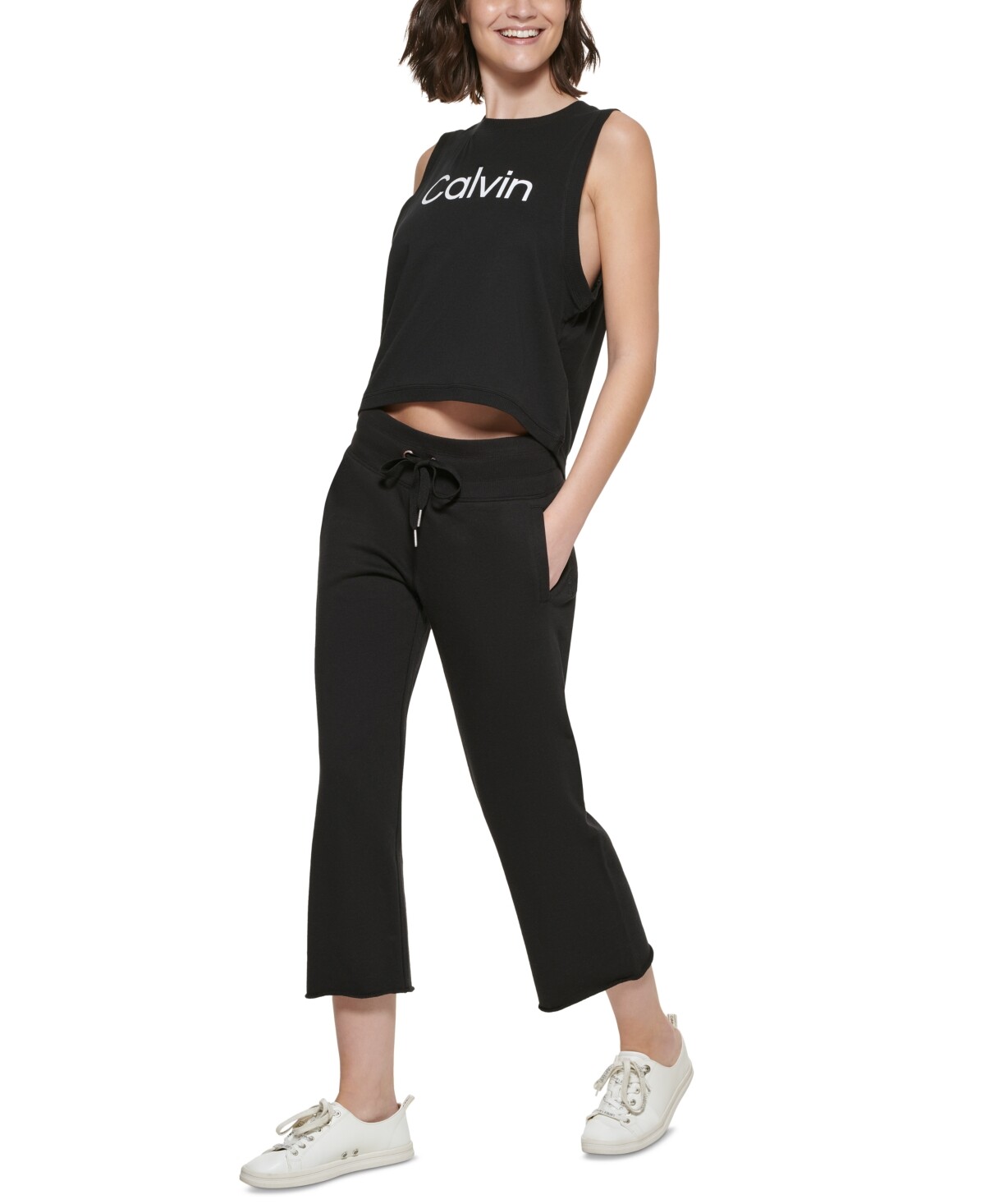 MSRP $40 Calvin Klein Performance Womens Logo Muscle Tank Top Black ...