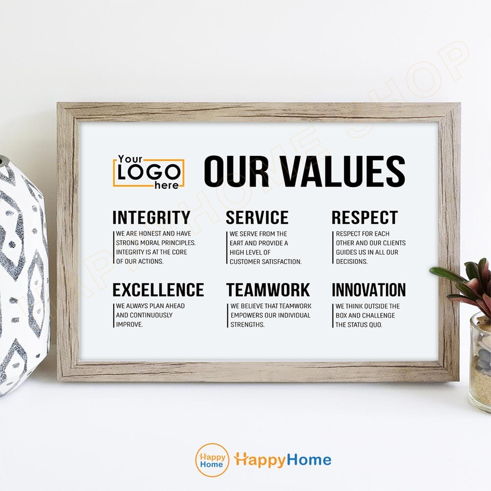 Personalized Company Core Values Wall Art Our Values Business Office ...