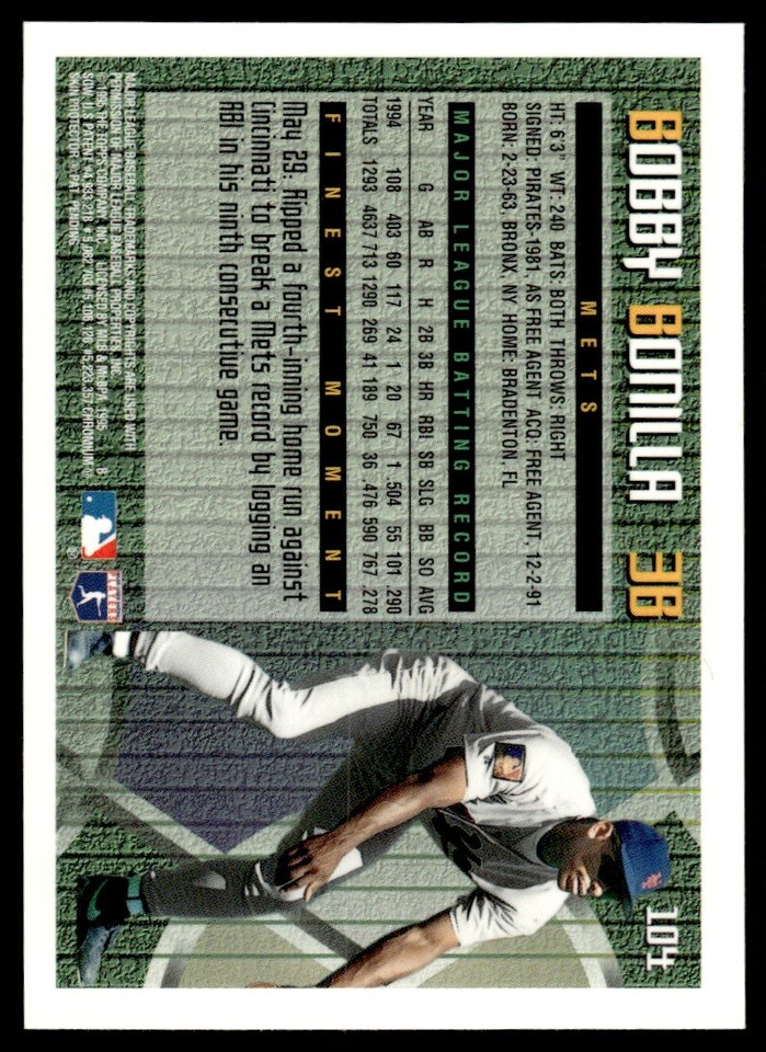 1995 Topps Finest w/ Coating Bobby Bonilla 3b New York Mets #104 | eBay