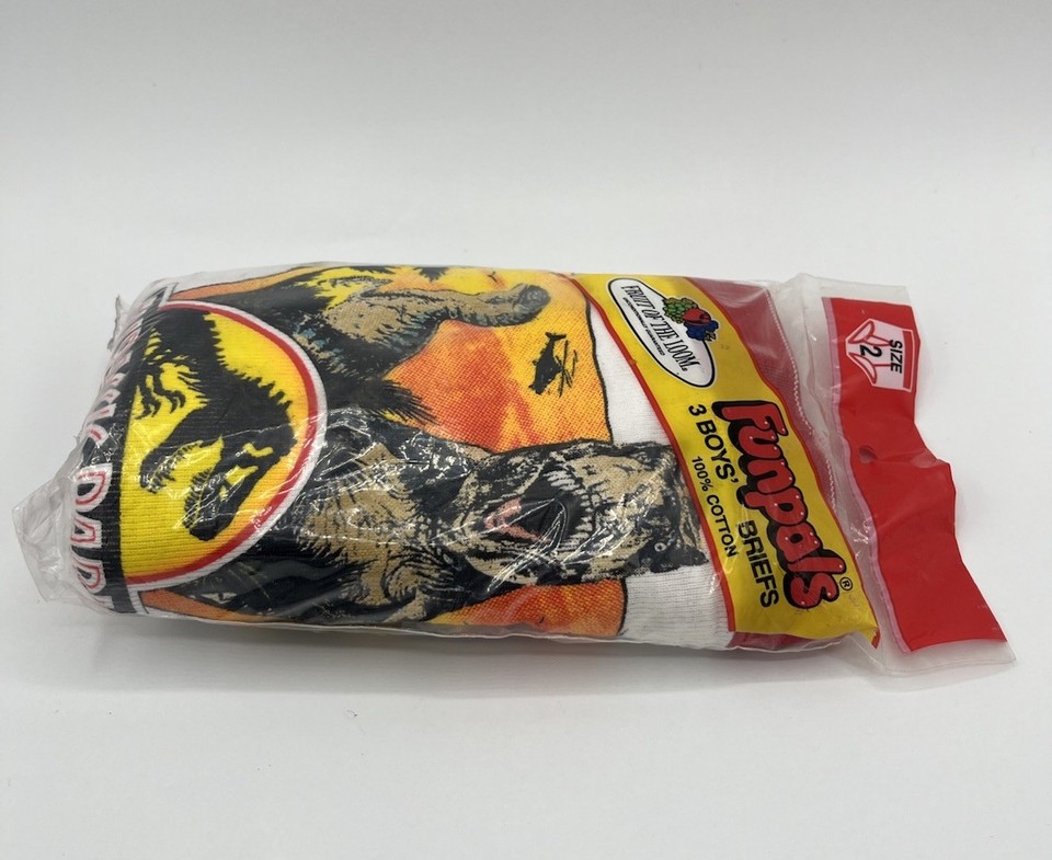 Jurassic Park Fruit of the Loom FunPals 3 Pack Boys Briefs SIZE 2 - 90s ...