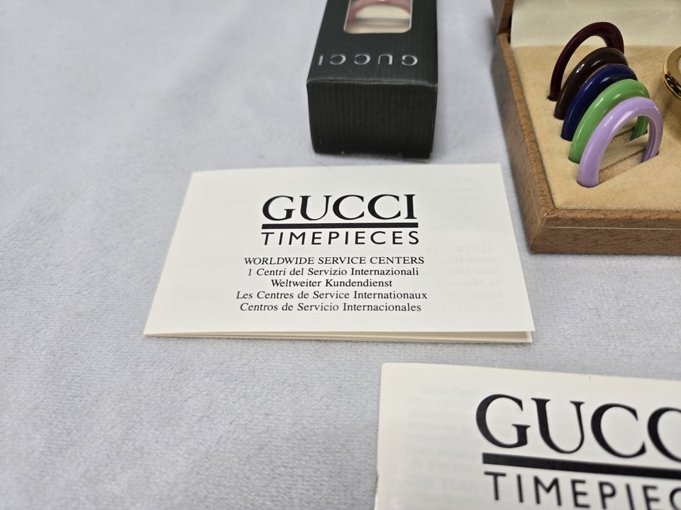 GUCCI 1100L Change Bezel Ladies Watch Quartz Dial Box Extra Bezels ...