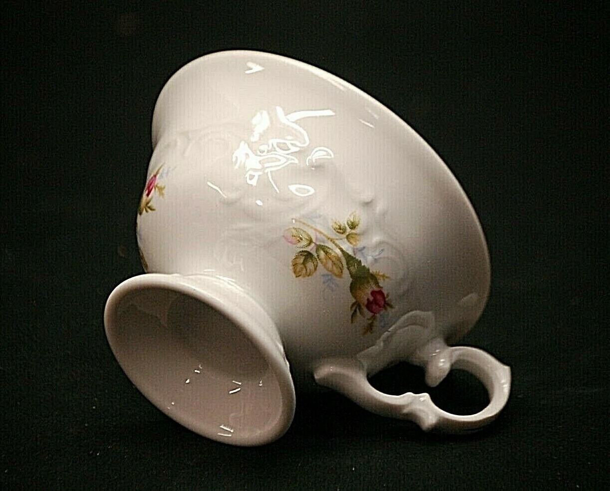 WAV8 by Wawel 2-1/2 Footed Coffee Tea Cup Rose Pattern Embossed Gold ...