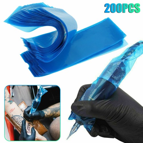200X Disposable Tattoo Machine Pen Clip Cord Sleeves Supply Cover Bags ...