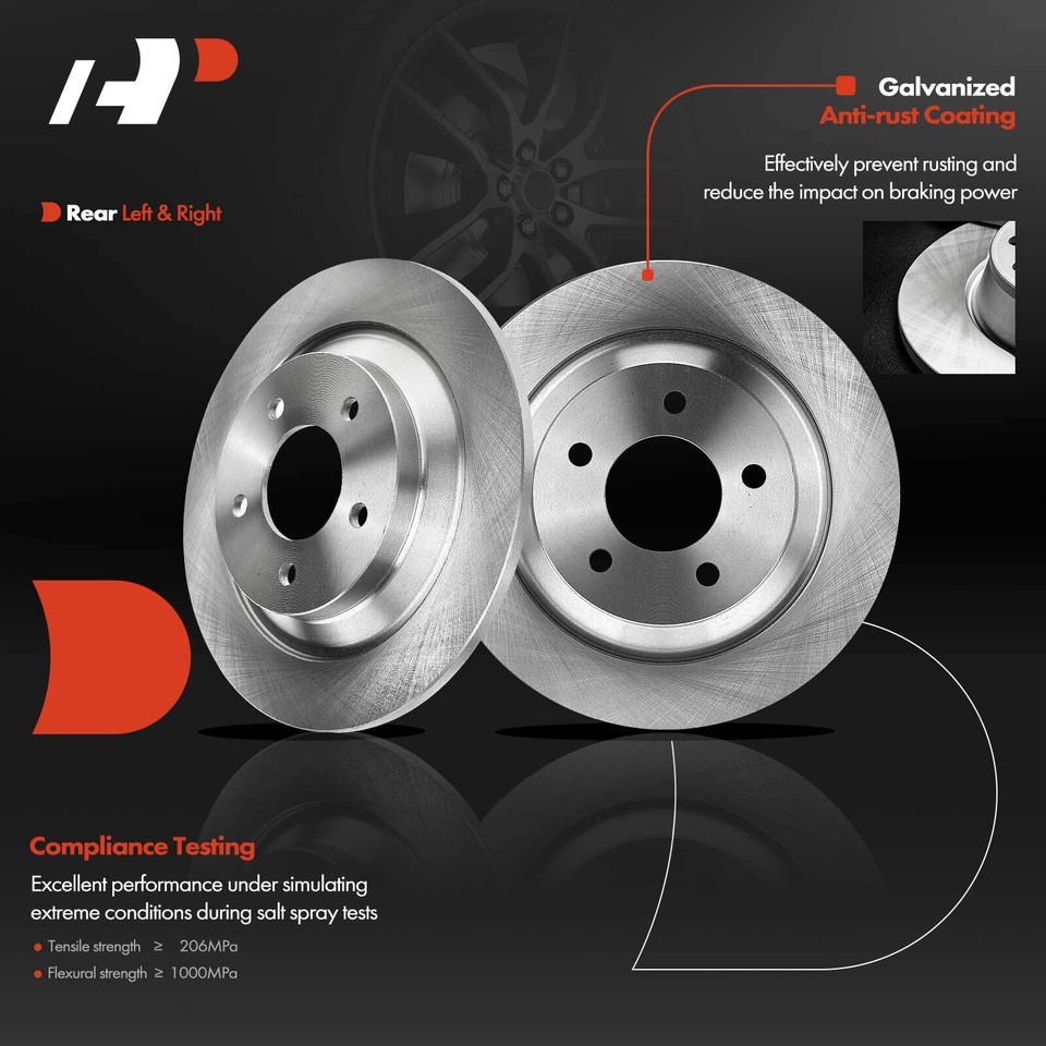 Rear L & R Disc Brake Rotors & Brake Pads + Brake Caliper for Mazda 5 ...