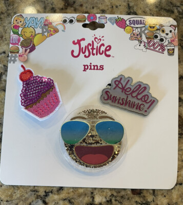 Girls Justice Pink Sequin Pins Buttons Badges | eBay