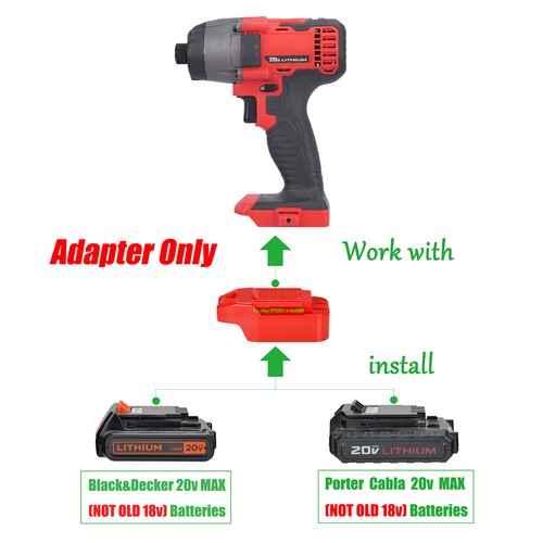 Adapter Convert for Porter Cable/Black&Decker 20v MAX Battery To Bauer ...