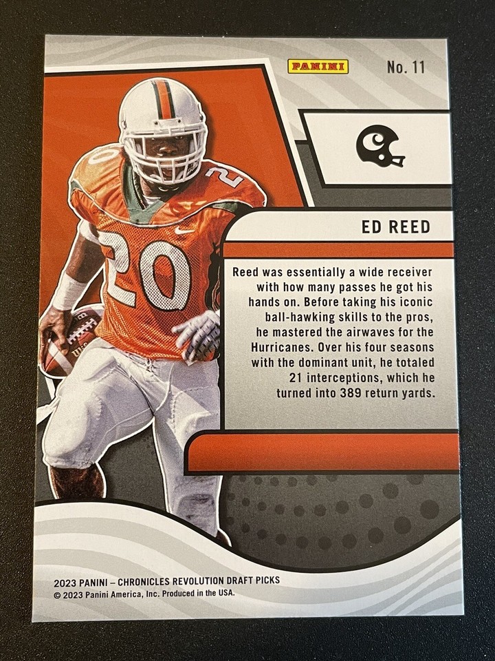 ED REED 2023 Panini Chronicles Revolution Draft Picks Ed Reed #11 | eBay