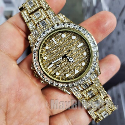 Full Iced Luxury Rapper Simulated Diamond Metal Band Bling Clubbing ...