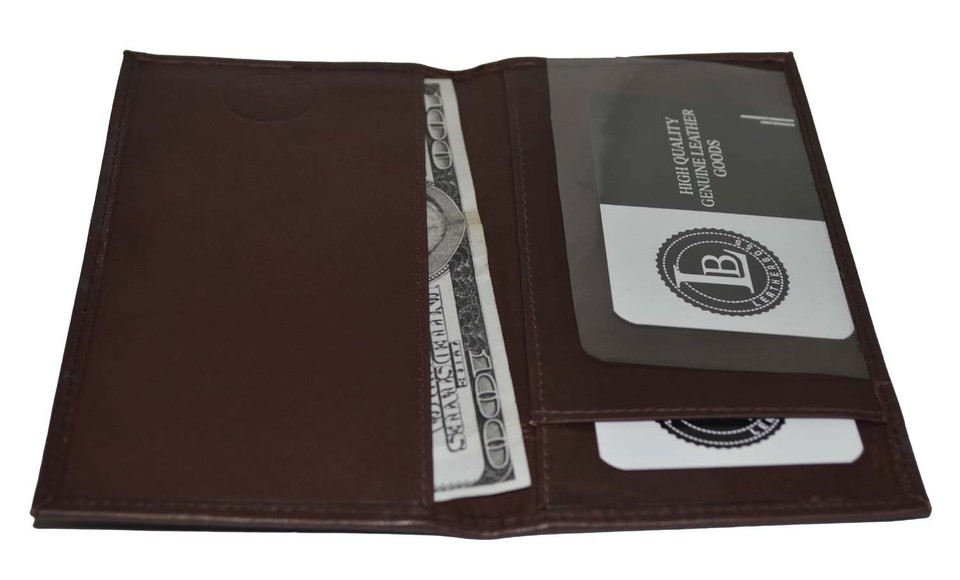 Leatherboss Genuine Leather Hand Crafted Checkbook Cover Top tear n ...