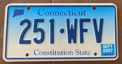 Connecticut 2007 License Plate NICE QUALITY # 251-WFV | eBay
