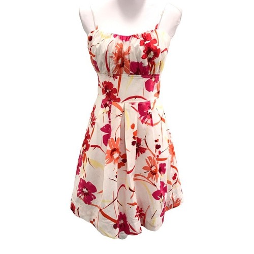 Snap Womens Sundress 9 White Red Floral Ruffle Hem Spaghetti Strap ...