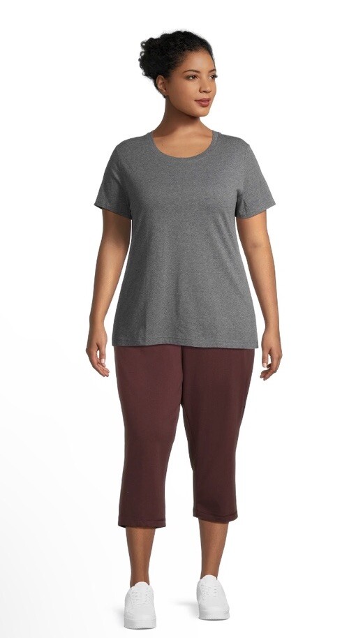 ATHLETIC WORKS Womens Capris Size 3X 24W-26W Pocket Stretch Burgundy ...