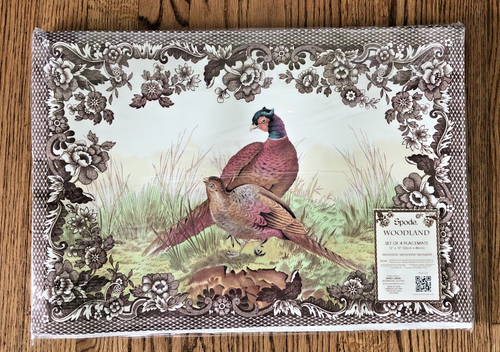 Spode Woodland Pheasant Placemats 13 x 19 Lovely Fall Floral Border Set ...