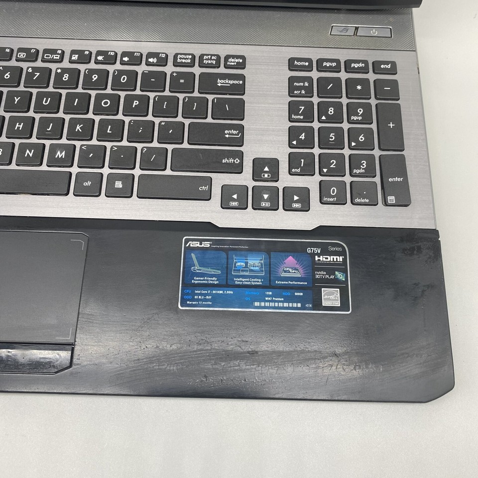 Asus Laptop ROG G75V 17.3" i7-3610QM- GTX 660M 12GB DDR3 256GB SSD-C ...