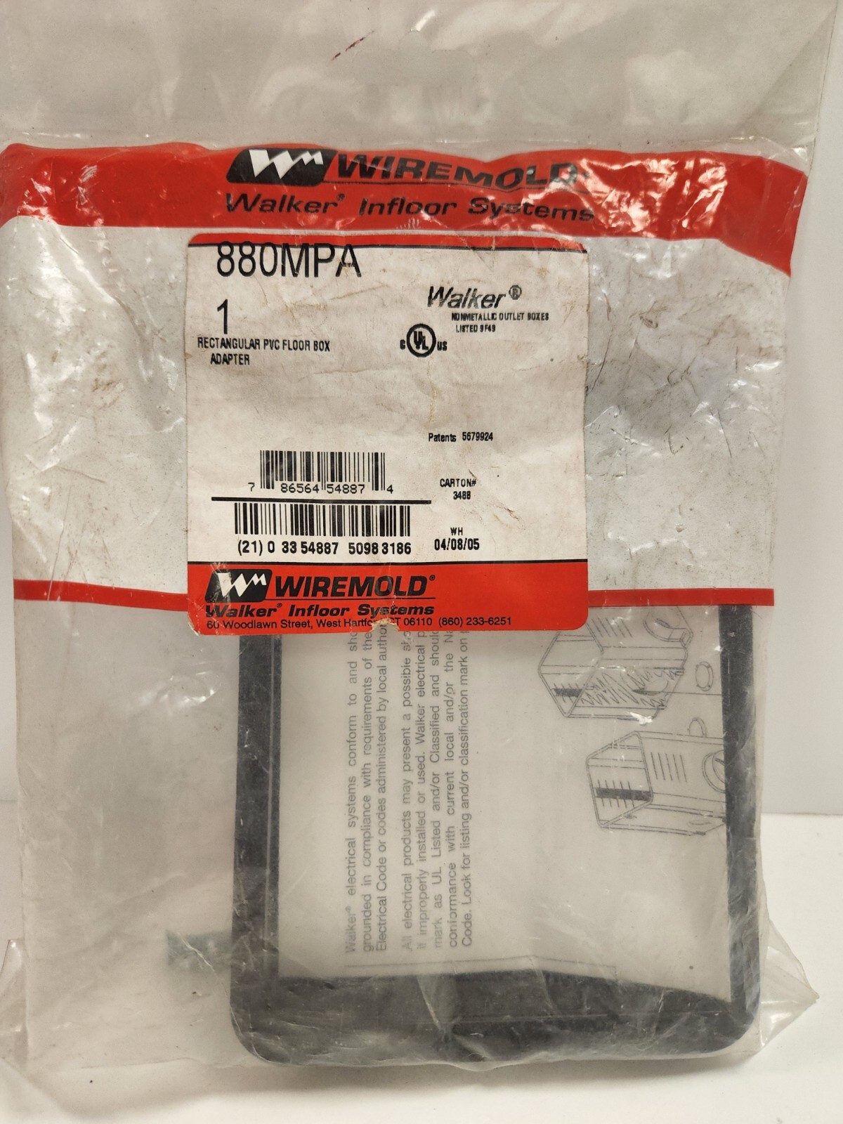 Walker Wiremold 880MPA NM Floor BOXADJUSTING Ring - Black for sale ...