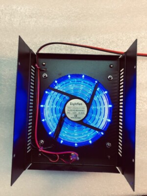 COOLING FAN KIT STAND SMALL w/ BLUE LIT LED Fits CB HAM TRANCEIVERS ...